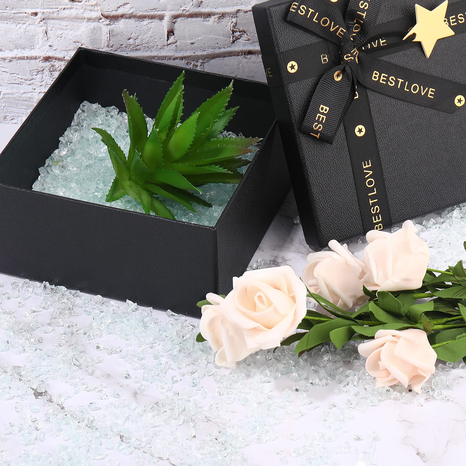 Crushed Glass for Crafts Broken Glass Pieces Decorative Reflective Tempered Crushed Mirror Pieces Vase Filler Crush Glass for Vase Pool, Bar, Fish Tank, Garden Decoration (Transparent,2 Pound)