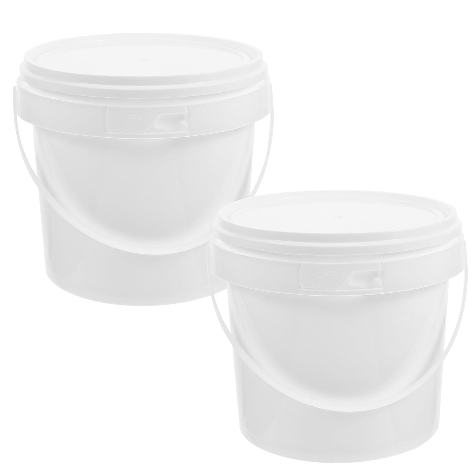 Cabilock 2pcs L Toy Portable Handle Heavy Food Grade Household Kids Tub Ice Treasure Duty Container Buckets Cream with Pail Kitchen Lid Bucket Storage All White Plastic Barrel Toys Bucke