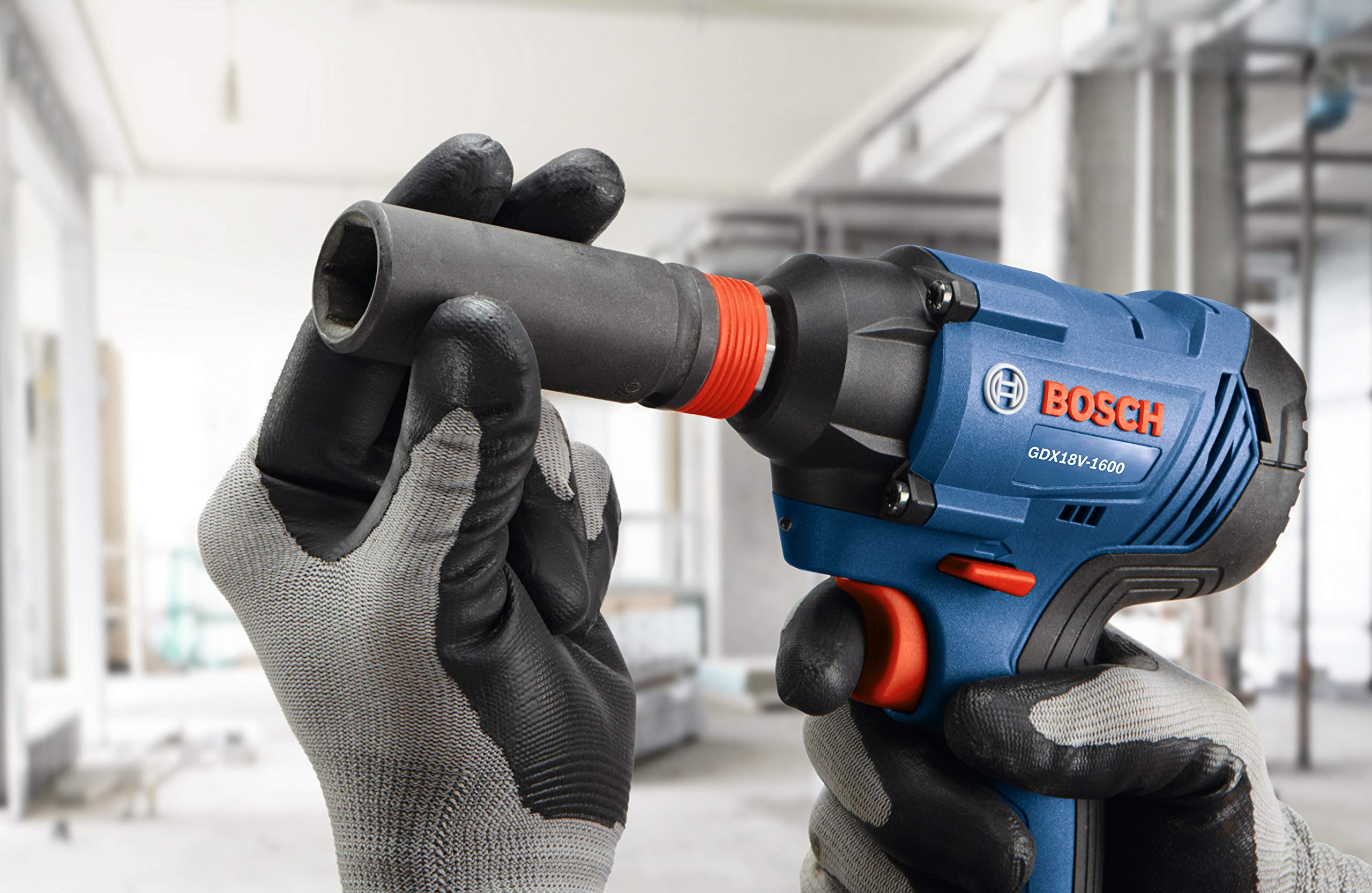 BOSCH GDX18V-1600B12 18V Freak 1/4 In. and 1/2 In. Two-In-One Bit/Socket Impact Driver KitwithBOSCH ITBHQC201 2 1/4", Impact Tough Quick Change Bit Holder