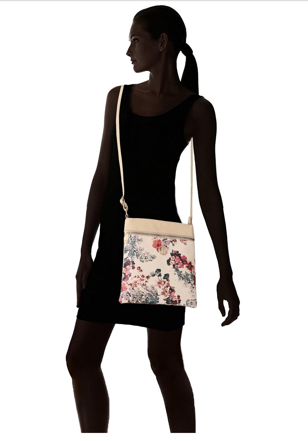 Joyzeal Crossbody Bag Multi Zipper Pocket Bag Flower Design Handbag Purse for Women Shoulder Bag