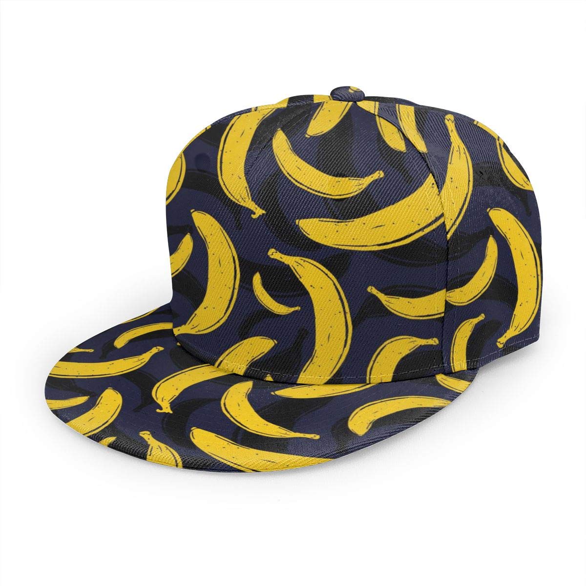 antkondnm Pop Art Banana Flat Bill Brim Cap, Cool Hip Hop Trucker Hat Men Women Adjustable Baseball Caps
