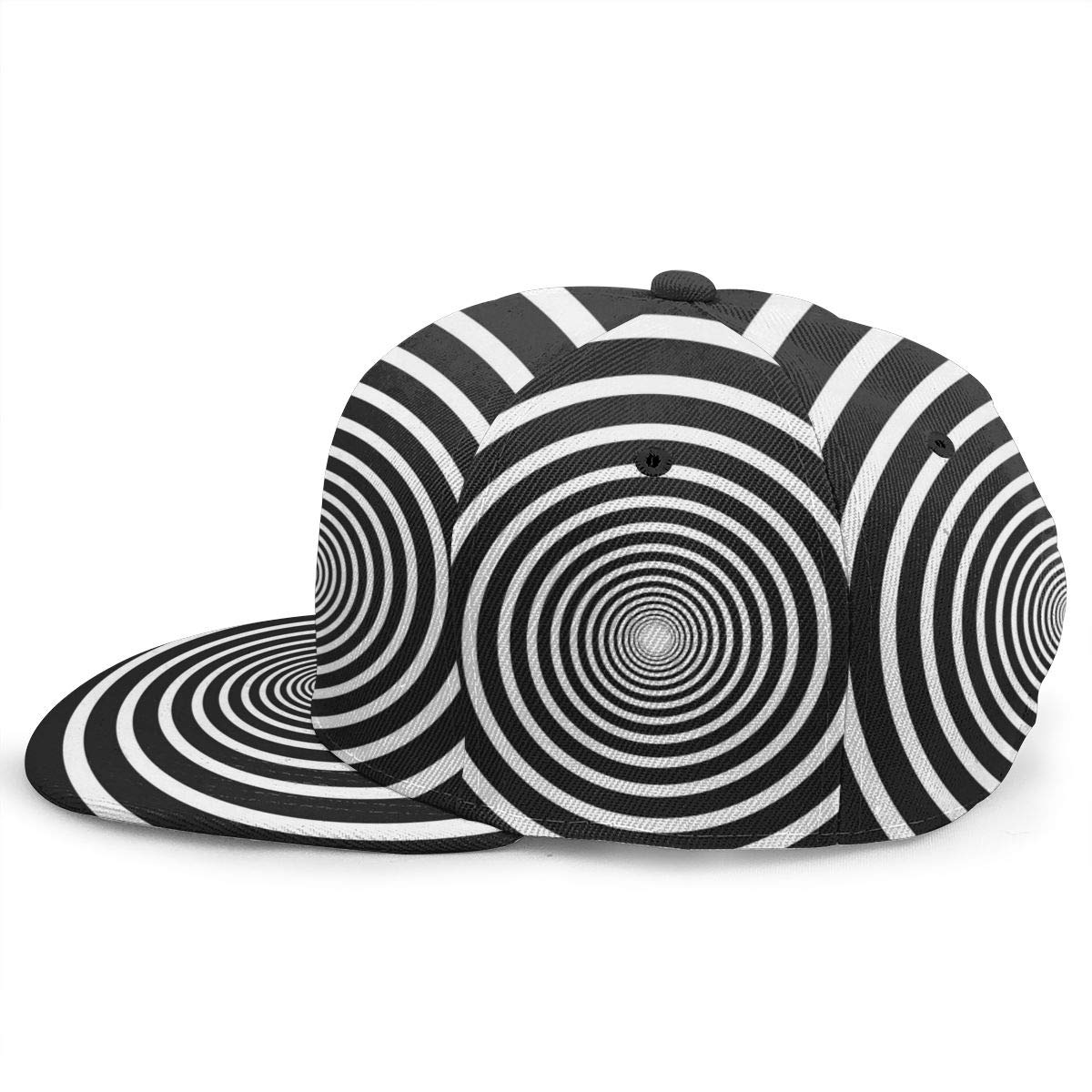 antkondnm Psychedelic Spiral Flat Bill Brim Cap, Cool Hip Hop Trucker Hat Men Women Adjustable Baseball Caps
