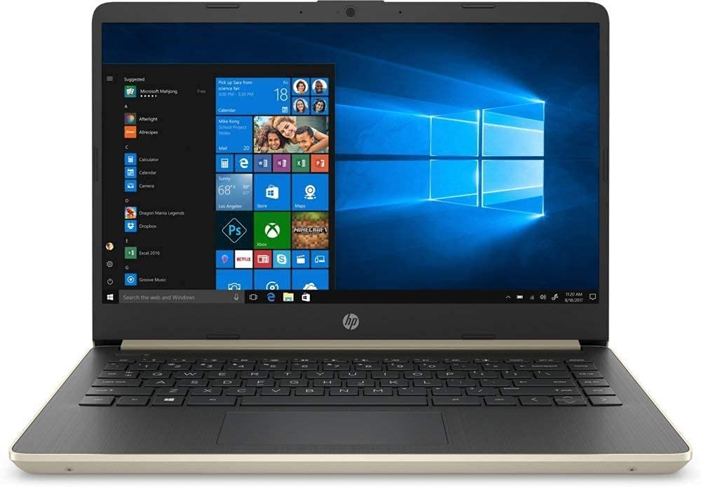 HP 2022 Stream 14" HD Thin and Light Laptop, Intel Celeron N4020 Processor, 4GB DDR4 RAM, 64GB eMMC, HDMI, WiFi, Bluetooth, Webcam, Windows 10 S, 1 Year Office 365, Pale Gold, W/IFT 32GB USB Drive