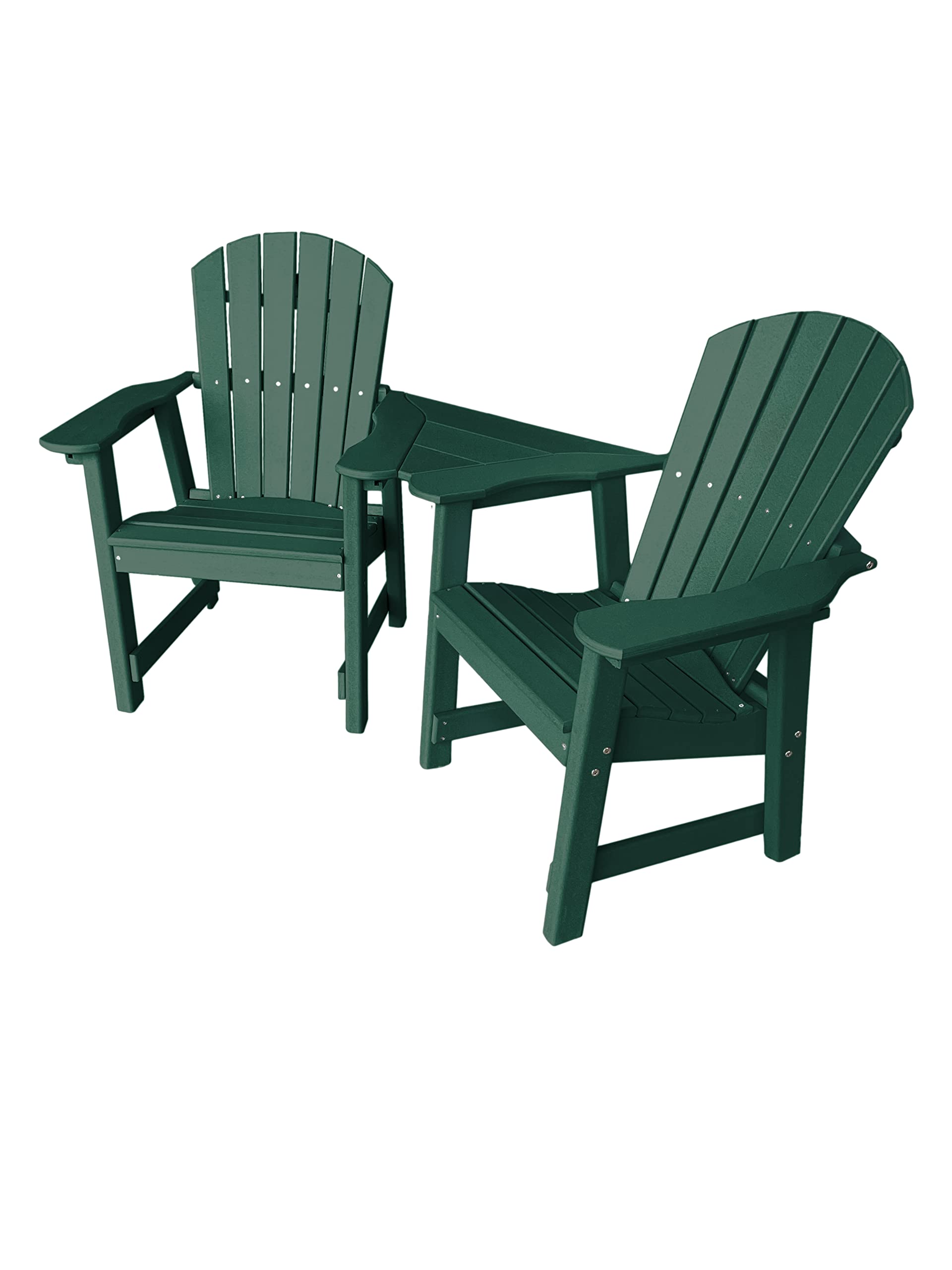 Phat Tommy 2 Chair Dining Table Set - Poly Outdoor Furniture - Small Patio Dining Set for Apartment Balcony Furniture, Recycled Poly Lumber Chairs and Table, Green
