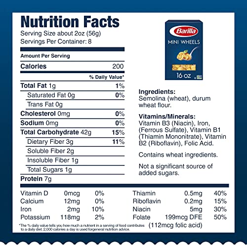 Barilla Mini Wheels Pasta, 16 oz. Box (Pack of 12) - Non-GMO Pasta Made with Durum Wheat Semolina - Kosher Certified Pasta