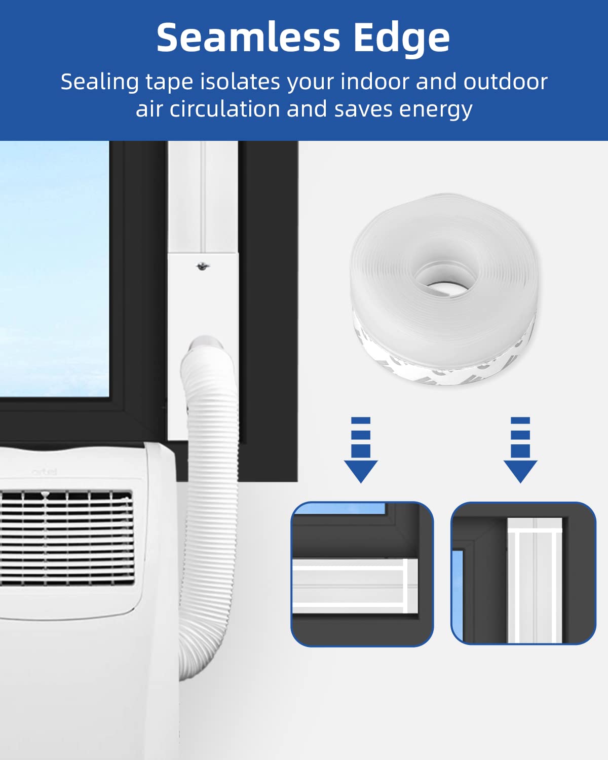 KGDJS Portable AC Window Kit, Universal Portable Air Conditioner Window Kit with AC Seal Panel, Adjustable Sliding AC Window Vent Kit for Vertical/Horizontal Window, Fit for 5.0" Exhaust Hose