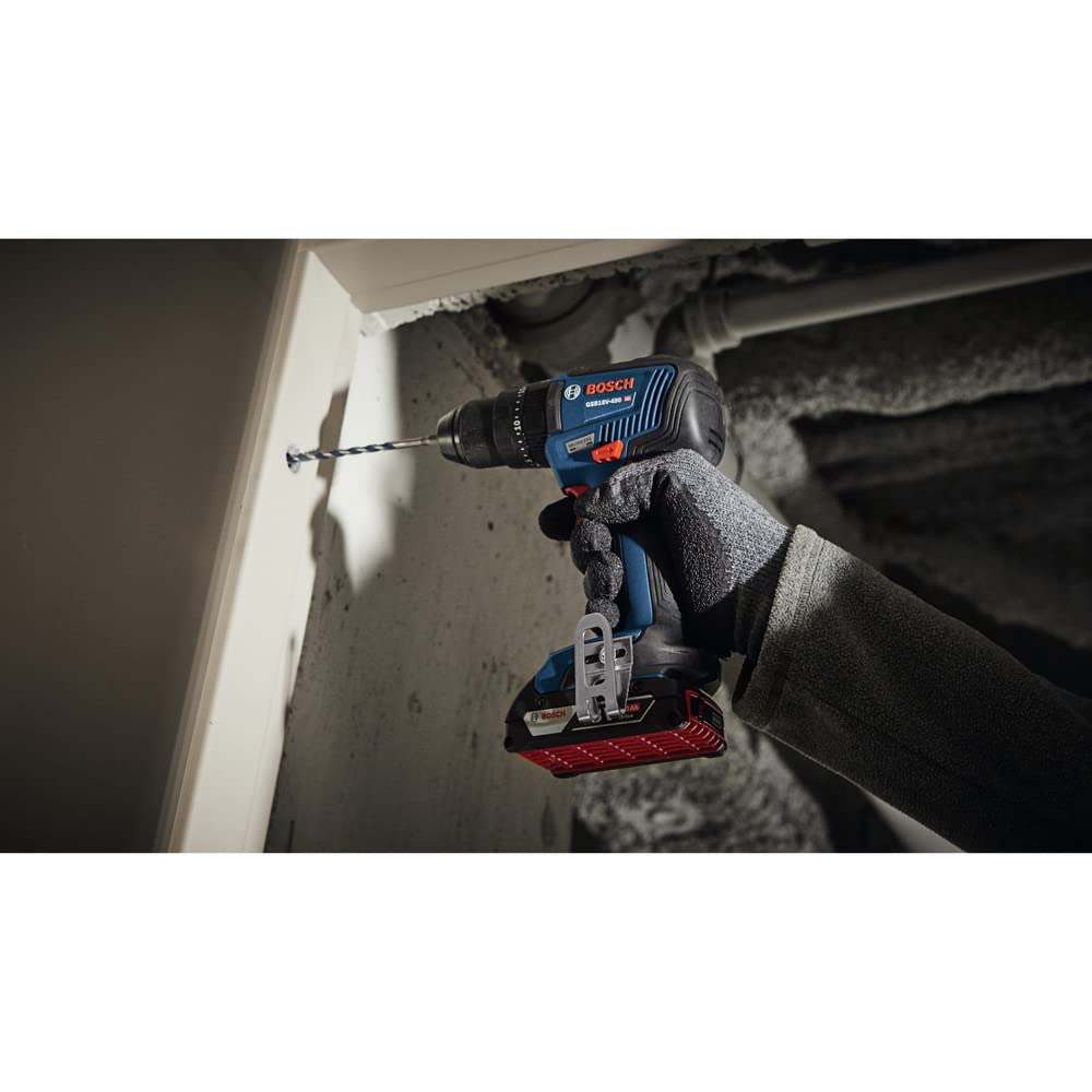 Bosch GSB18V-490B12-RT 18V EC Brushless Lithium-Ion 1/2 in. Cordless Hammer Drill Driver Kit (2 Ah) (Renewed)