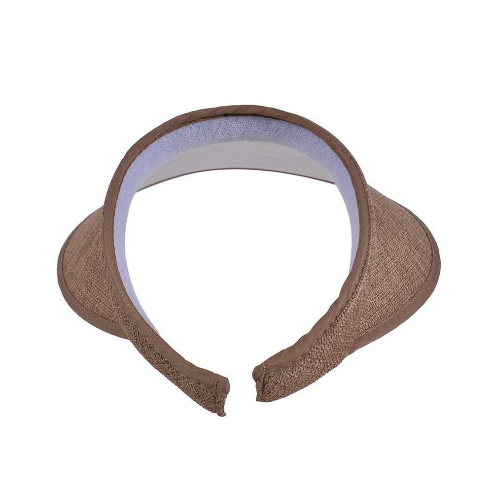 Beach Outdoor Hat, Slip-On Visor, Sun Sports Visor, Brim Clip On Visor Covered Pool Golf Straw Hat for Men Women (Beige)