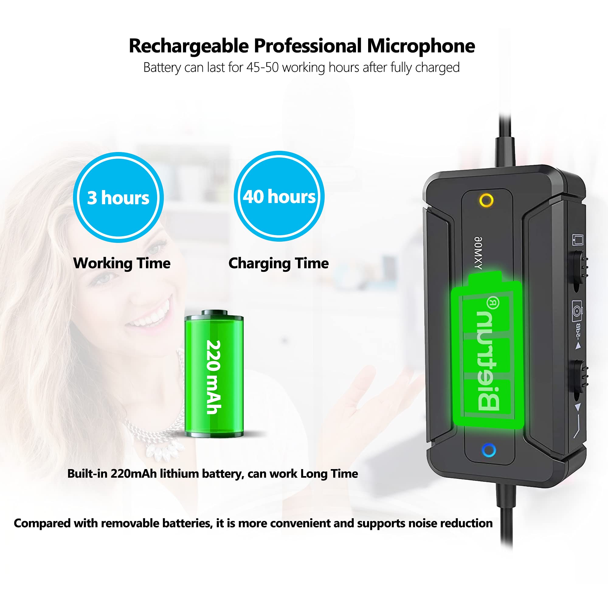 Bietrun Lapel Microphone for iPhone/Android Phone/DSLR Camera/Pad with Noise Cancelling, Omnidirectional Professional Wired Clip On Lavalier Mic for Interview, YouTube, Tiktok, Recording(19.6Ft)