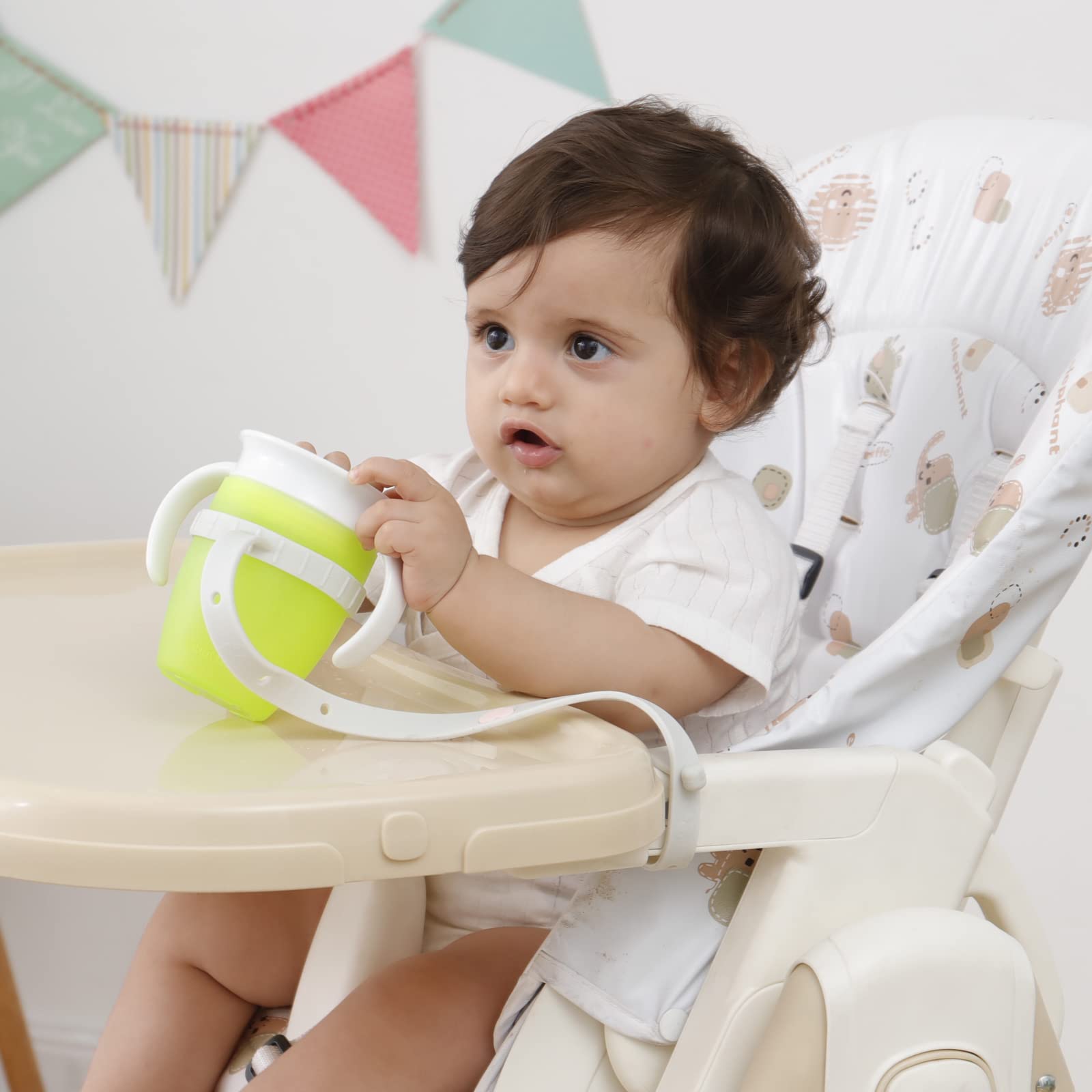 Bottle Strap for Baby,EAZMOM Water Bottle Sippy Cup Silicone Safety Tether 2pcs Adjustable Toy Teether Harness Leash for Strollers,High Chair,Carseat(Yellow、White)