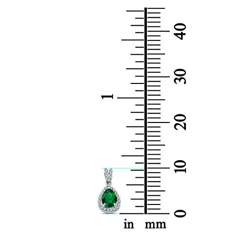 Blue Apple Co. Simulated Green Emerald Cubic Zirconia Pear Shape Pendant for Necklace 925 Sterling Silver
