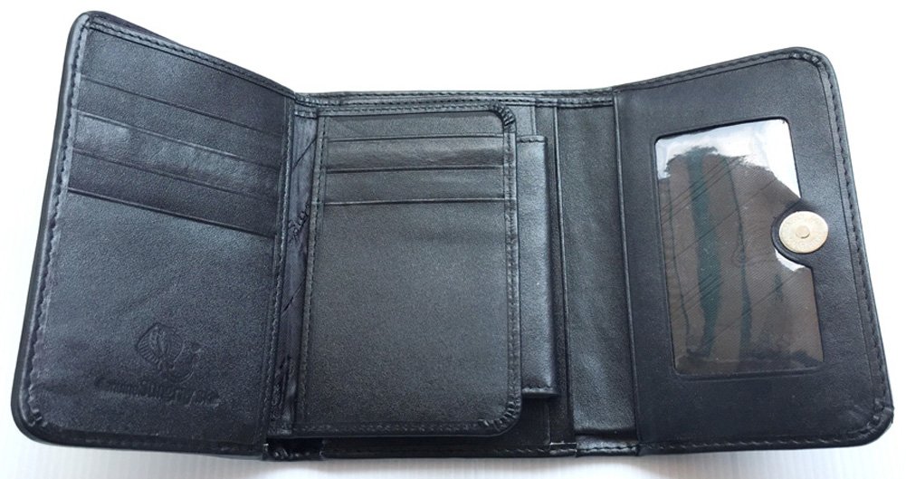 Julie Genuine Real Stingray Skin One Eye Leather Trifold Clutch Black Wallet Purse