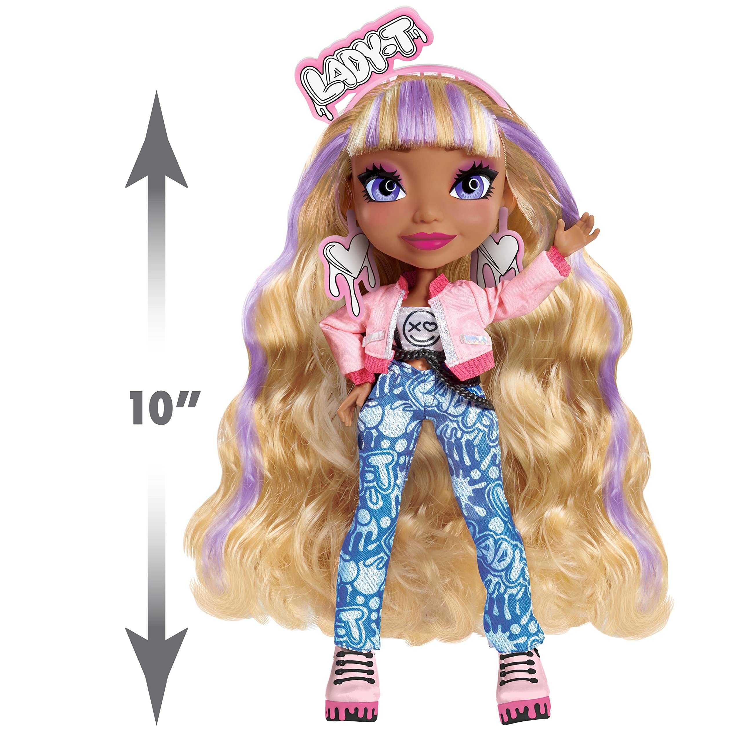 Just Play Art Squad Lady T 10-inch Doll & Accessories with DIY Craft Stencil Project, Kids Toys for Ages 3 Up