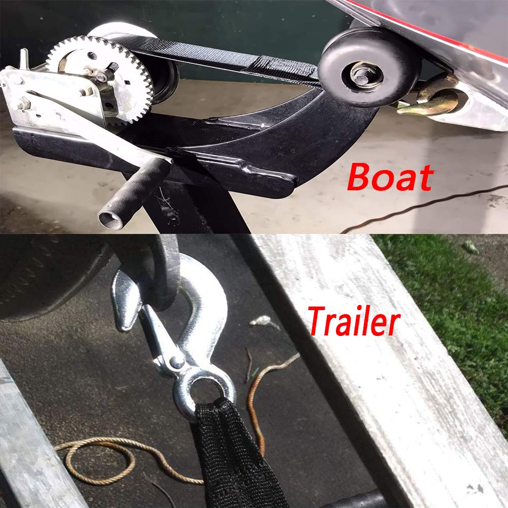 Boat Winch Strap with Hook,Trailer Winch Strap,Boat Trailer Parts and Accessories for Boat/Jet Ski/Wave Runner/Towing/Car Trailer,8M x 2'' and Up to 3200 lbs