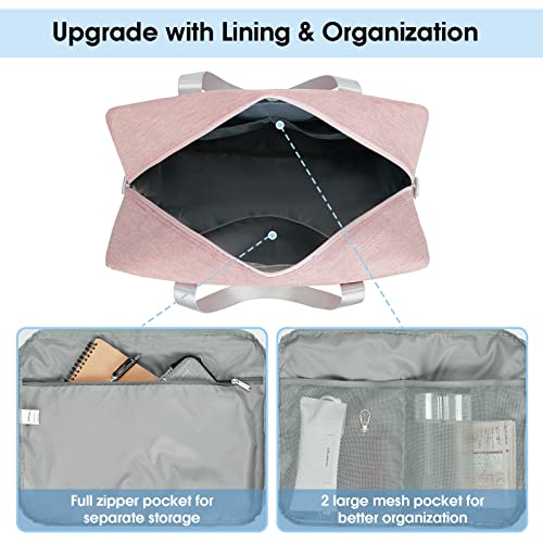 For Spirit Airlines Personal Item Bag 18x14x8 Foldable Travel Duffel Bag Tote Carry on Luggage Duffle Overnight for Women and Men 30L(Pink)
