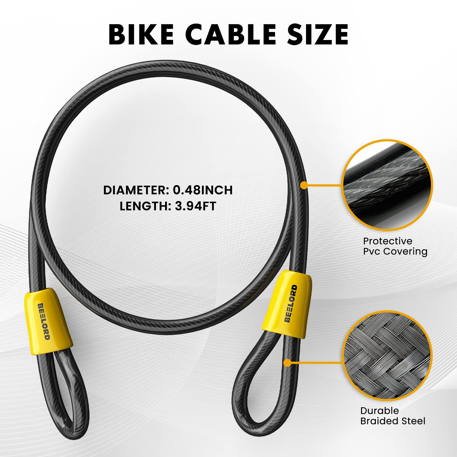 BEELORD Bike U-Lock, Heavy Duty Anti-Theft Bicycle U Lock,Bike U Lock with Cable 17/18mm Shackle with Keys, Security Lock for Bicycles, E-Bikes, Scooters…