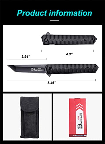 Carimee EDC Knife- 3.7 inch Pocket Knife Tanto point- Black Aluminum Alloy Handle, for Outdoor/Camping/BBQ