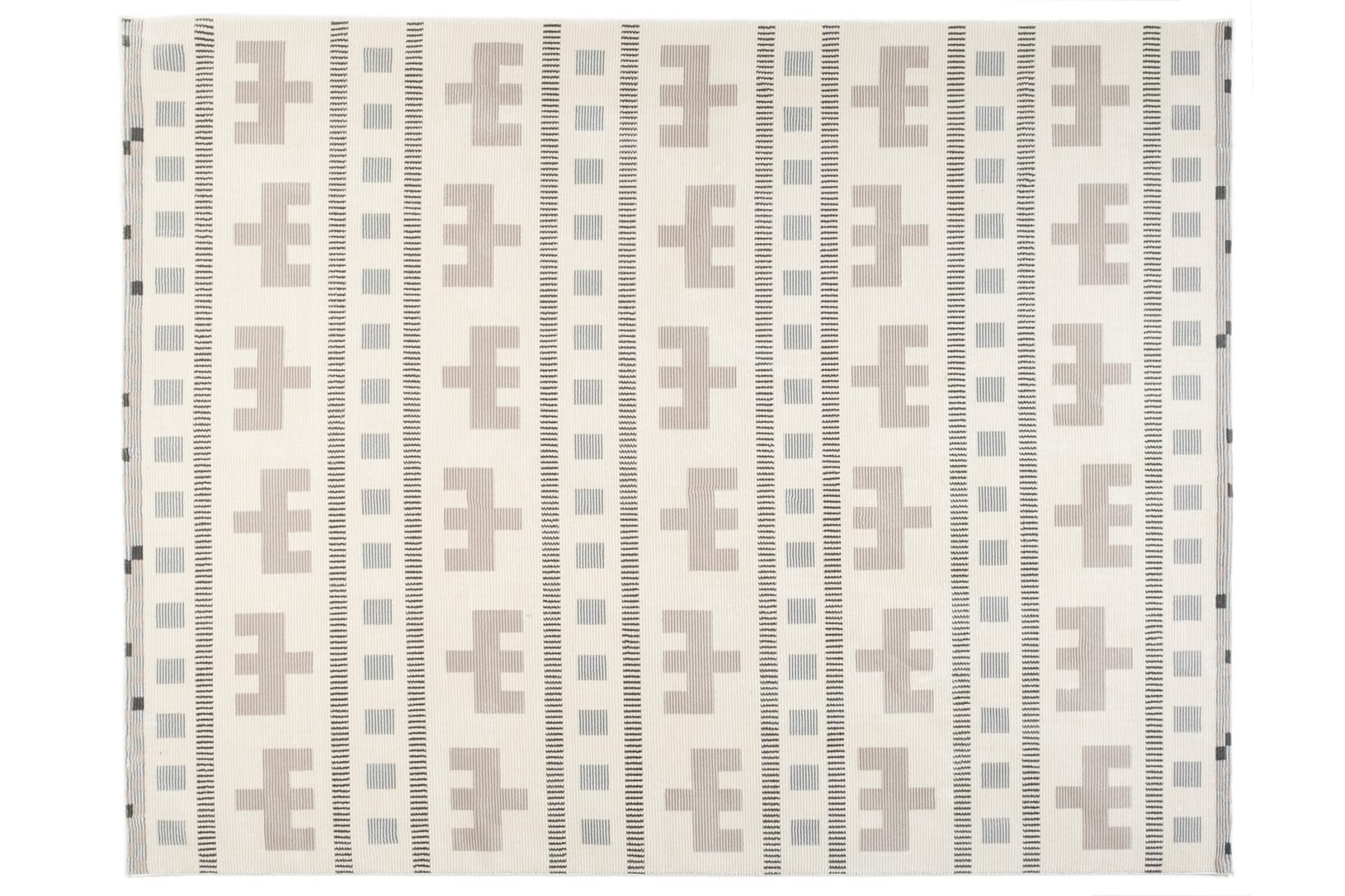 Revival Rugs Comb 8'x10β Washable Area Rug for Living Room Bedroom - 100% Recycled Oeko-TEX Certified, Medium Pile, Beige, Cream, Gray