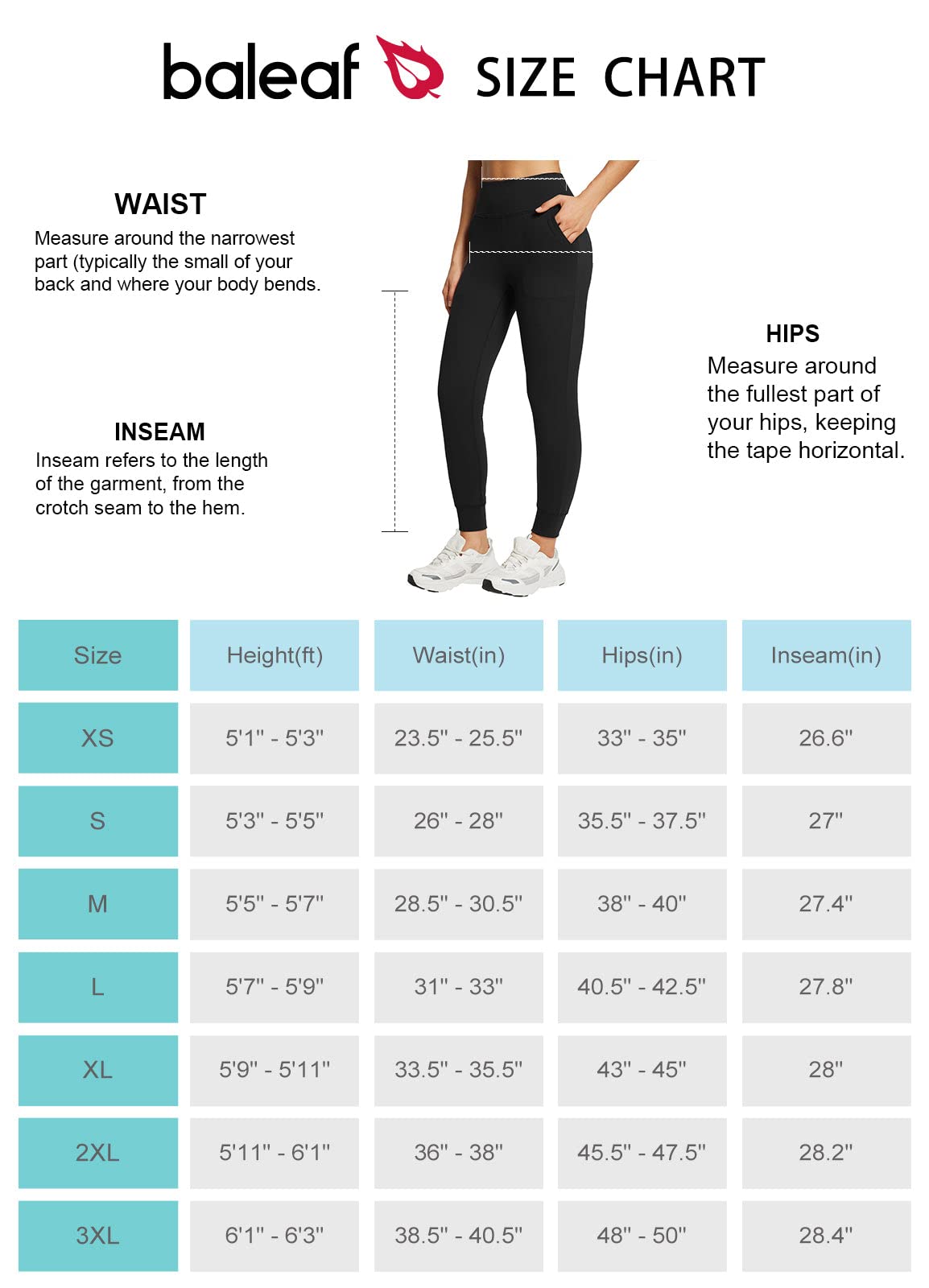 BALEAF Black Joggers for Women with Pockets Workout Athletic High Waisted Yoga Lounge Jogger Lightweight Tapered Pants Black M