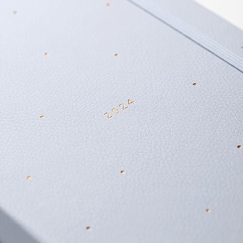 Busy B Dual Schedule Day A Page Diary January to December 2024 - A5 Cloud Blue - Faux Leather Daily Planner with Space for Two Schedules, Lined Pages, Notes and Year Planner