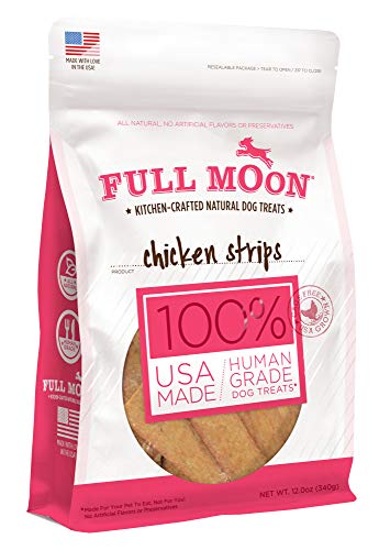 Full Moon All Natural Human Grade Dog Treats, Chicken Strips, 12.5 Ounce