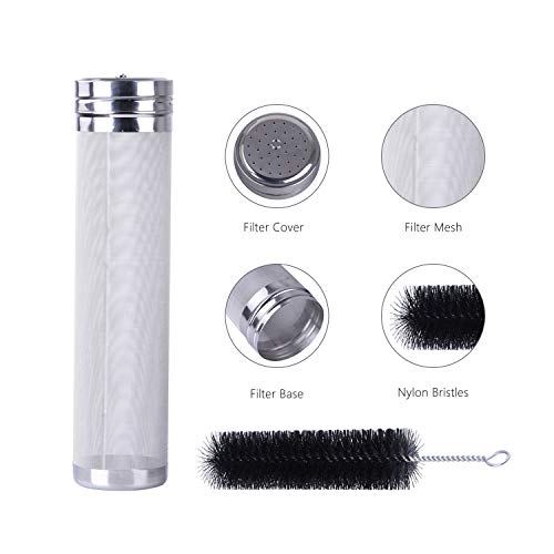 Beer Brewing Dry Hopper Filter, Supkiir Stainless Steel Hop Strainer 300 Micron mesh with Nylon Bristles for Home Beer Brewing, Homemade Brew, Home Coffee