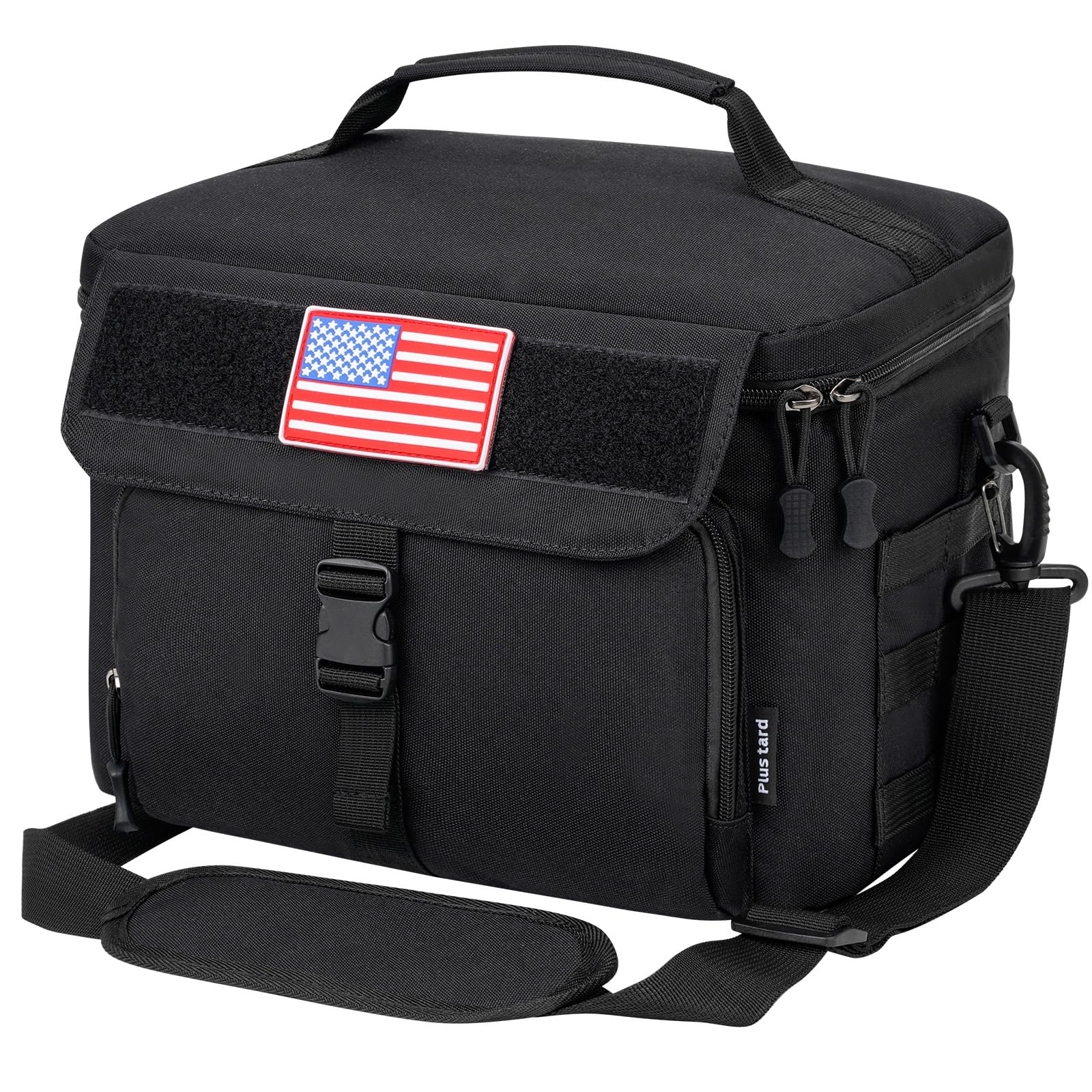 Ronyes Tactical Lunch Box for Men, Large Insulated Lunch Bag with Shoulder Strap,Heavy Duty Lunch Cooler MOLLE Webbing, Leakproof Lunch Pail for Work Camping Fishing-Black