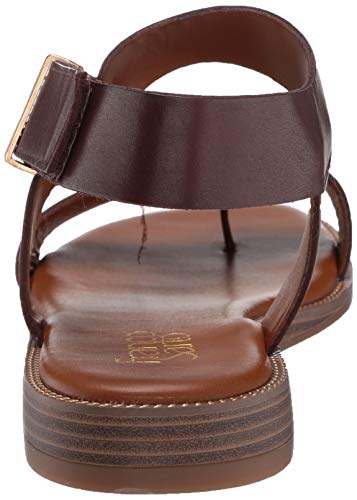 Franco Sarto Womens Glenni Ankle Strap Flat Sandals, Dark Brown, 8.5