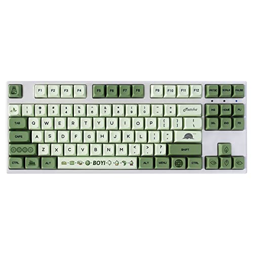 BOYI IK87 Hot Swappable TKL RGB Mechanical Keyboard,87 Keys Bluetooth 5.0 Wireless/Wired Dual Mode 75% PC Gaming Keyboard Gateron Yellow Switch for Windows Mac Gamers(BOYI Matcha XDA Keycaps)