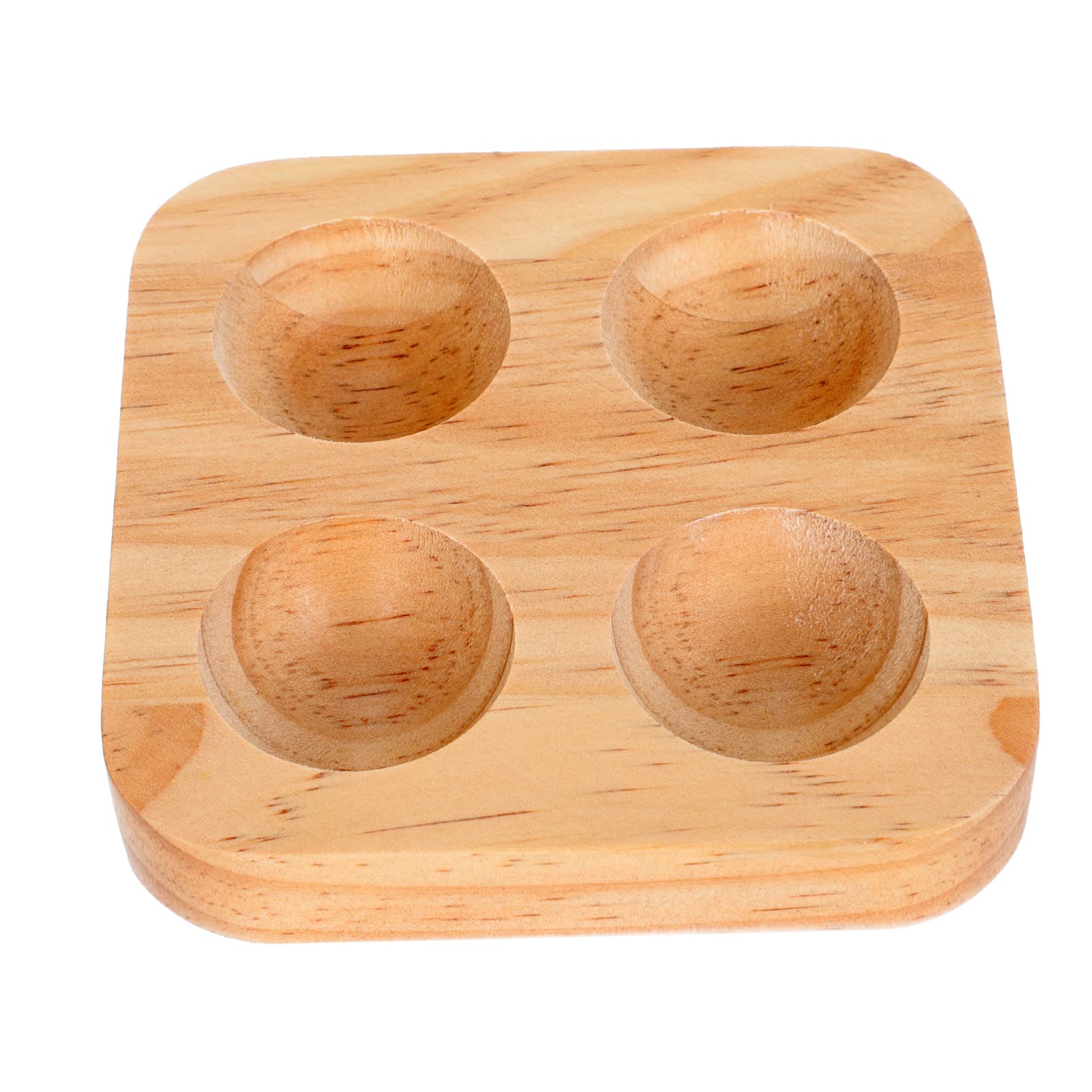 Cabilock Wood Egg Holder Egg Tray 4 Holes Egg Plate Egg Display Stand Storage Containers Rack Egg Decorating Kit for Tabletop Refrigerator
