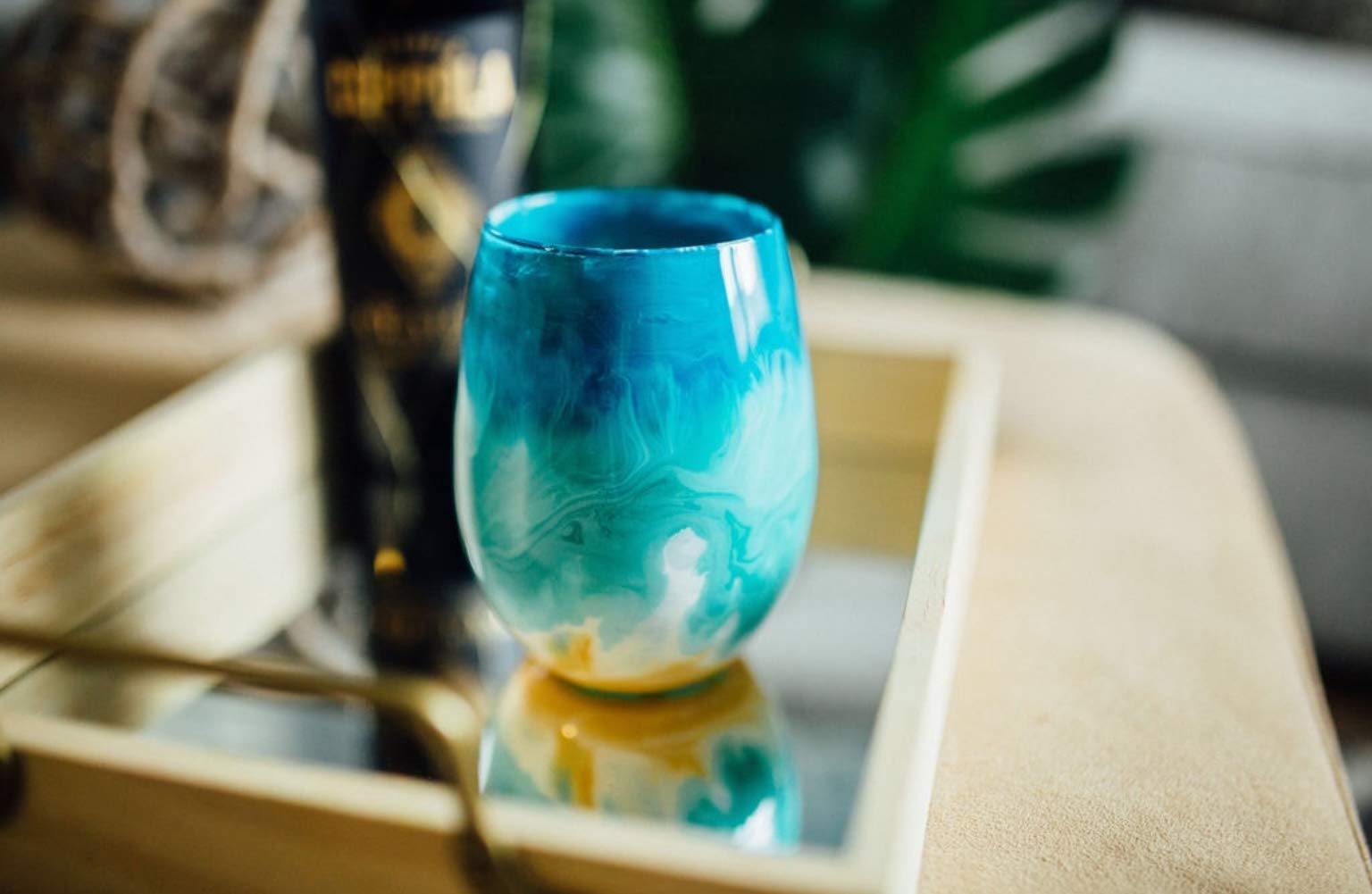 Beach Themed Wine Glass Gift For Mom, Destination Wedding Stemless Wine Glass Gift For Her
