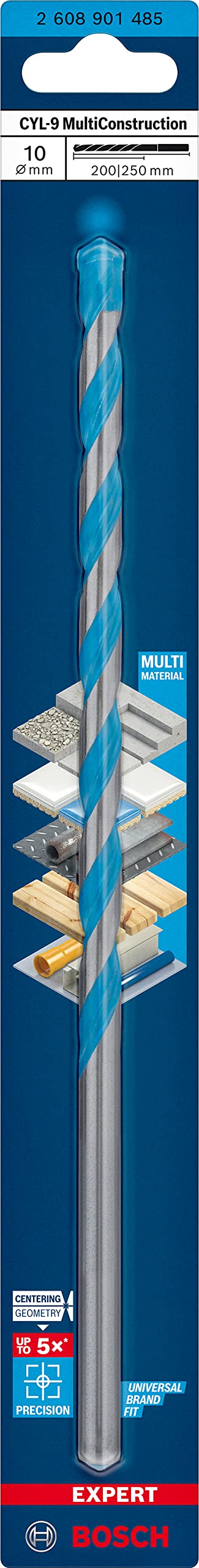 Bosch Professional 1x Expert CYL-9 MultiConstruction Drill Bit (for Concrete, Ø 10,00x250 mm, Accessories Rotary Impact Drill)