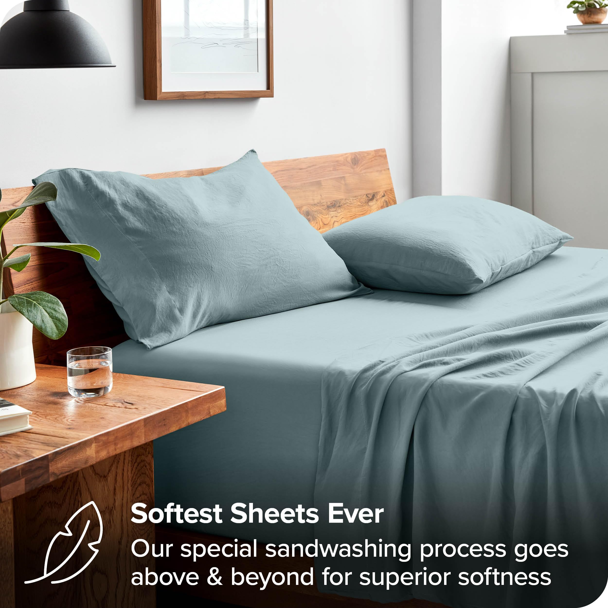 Bare Home Washed Full Sheet Set - Premium 1800 Ultra-Soft Microfiber Bed Sheets - Double Brushed - Hypoallergenic - Stain Resistant (Full, Washed Slate)