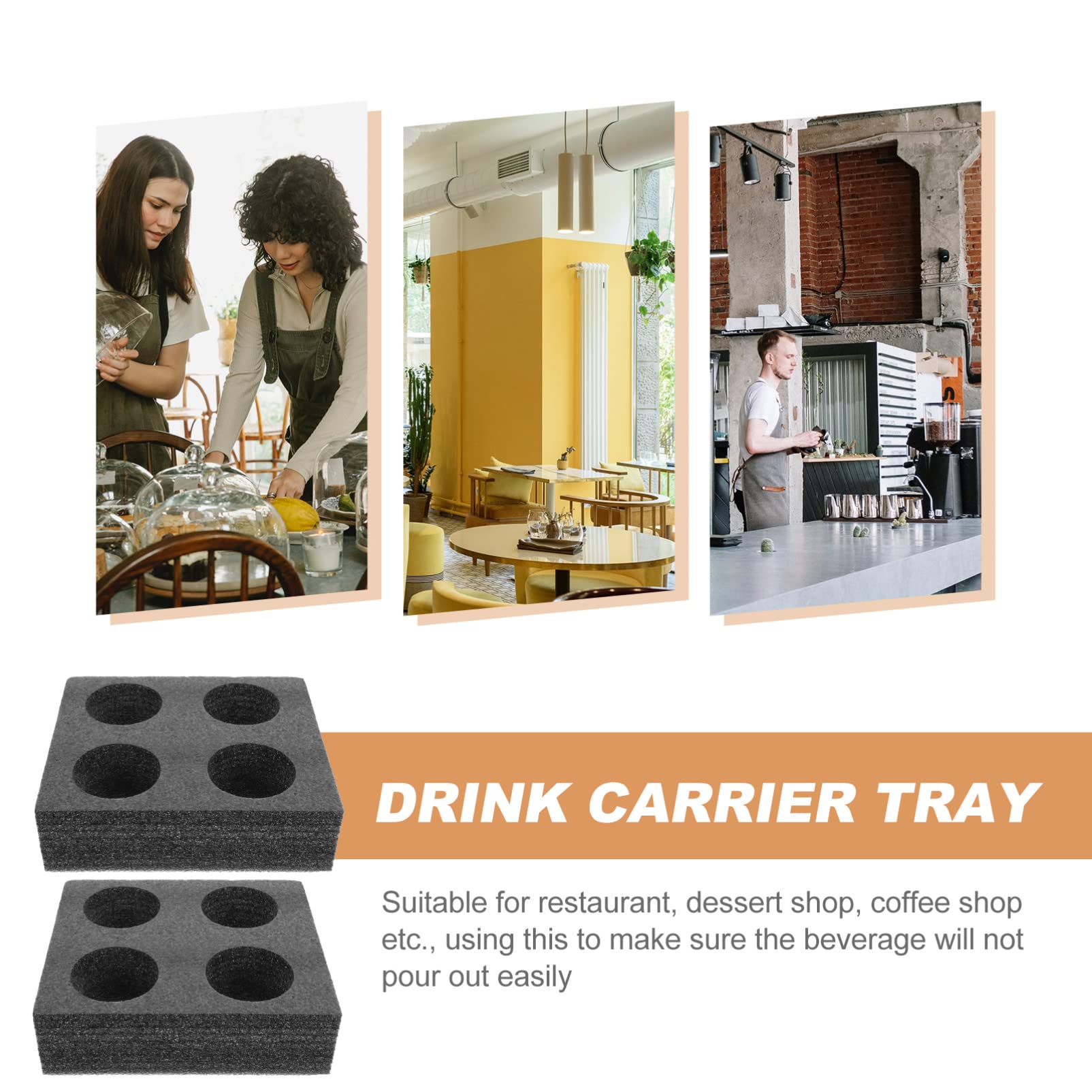 Cabilock 4 Pcs 4 Hole Cup Holder Takeout Cup Holders 4 Beer Bottle Drink Takeout Holder Drink Holder Foam Cup Holder Metal Cup Takeout Packing Holders Tea Drink Tray Pearl Cotton Car Travel