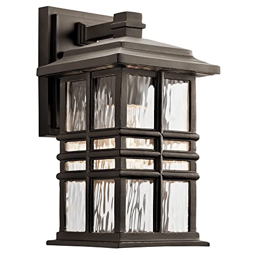 Beacon Square 12" 1 Light Outdoor Wall Light with Clear Hammered Glass in Olde Bronze®