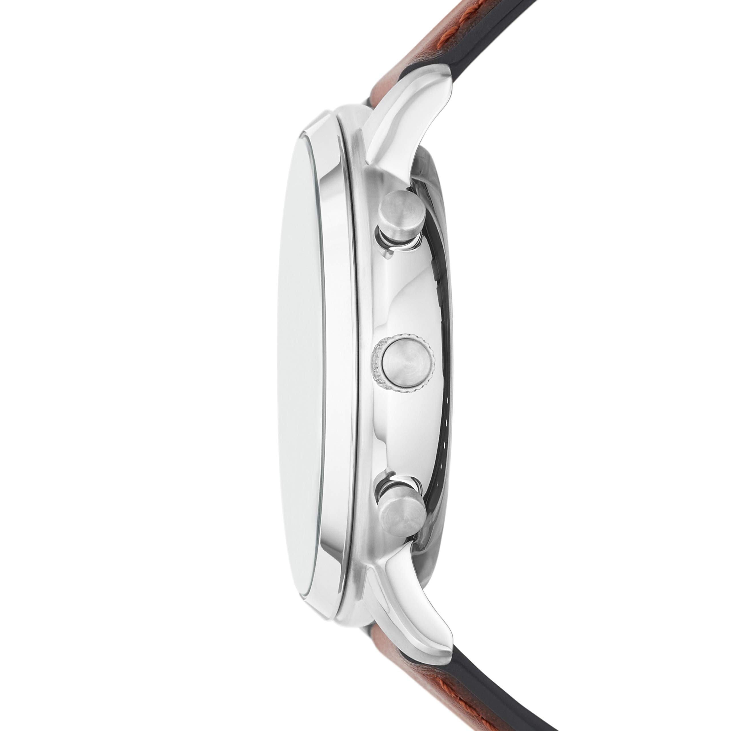 Fossil Men's 45mm Neutra Stainless Steel and Leather Hybrid HR Smart Watch, Color: Silver, Luggage Brown (Model: FTW7026)