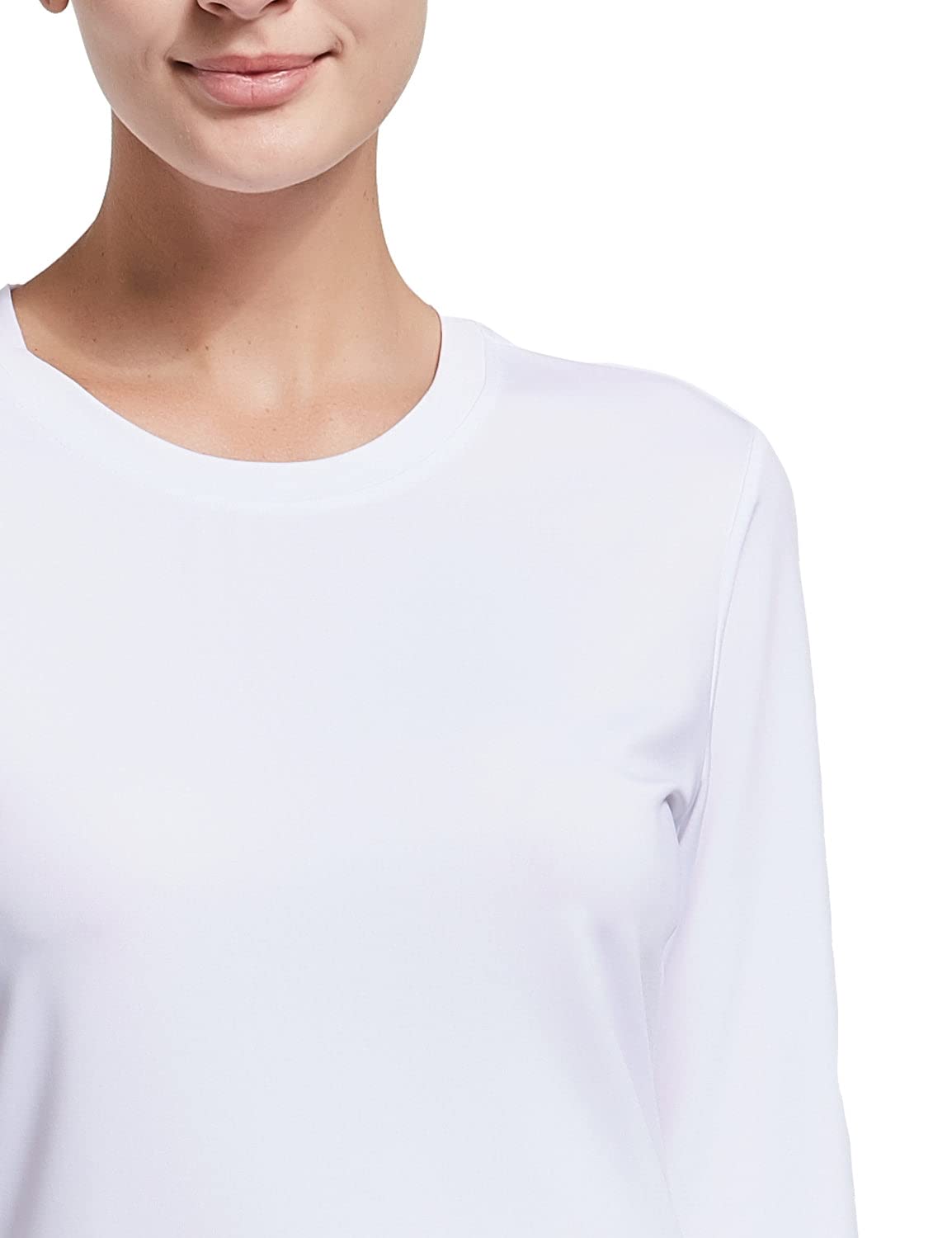 BALEAF Women's Long Sleeve Workout Tops Moisture Wicking Running Athletic Activewear UPF Tops Lightweight Soft White Size XS