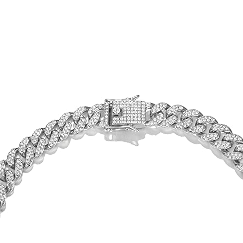 FEEL STYLE Mens Cuban Link Chain Gold Silver Plated Bling Miami Cuban Necklace Diamond Chain for Men13MM Iced Out Hip Hop Jewelry