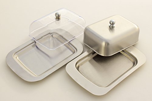 Zoie + Chloe Stainless Steel Butter Dish with Easy to Hold Lid