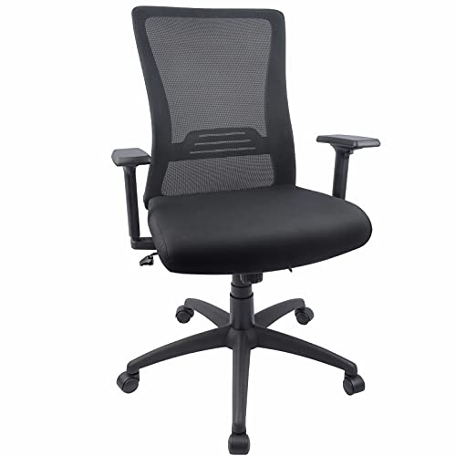 Big and Tall Ergonomic Office Chair Mesh Computer Desk Chair with Wide Seat, Adjustable Arms, and Lumbar Support, High Back Rolling Swivel Task Chair (Black)