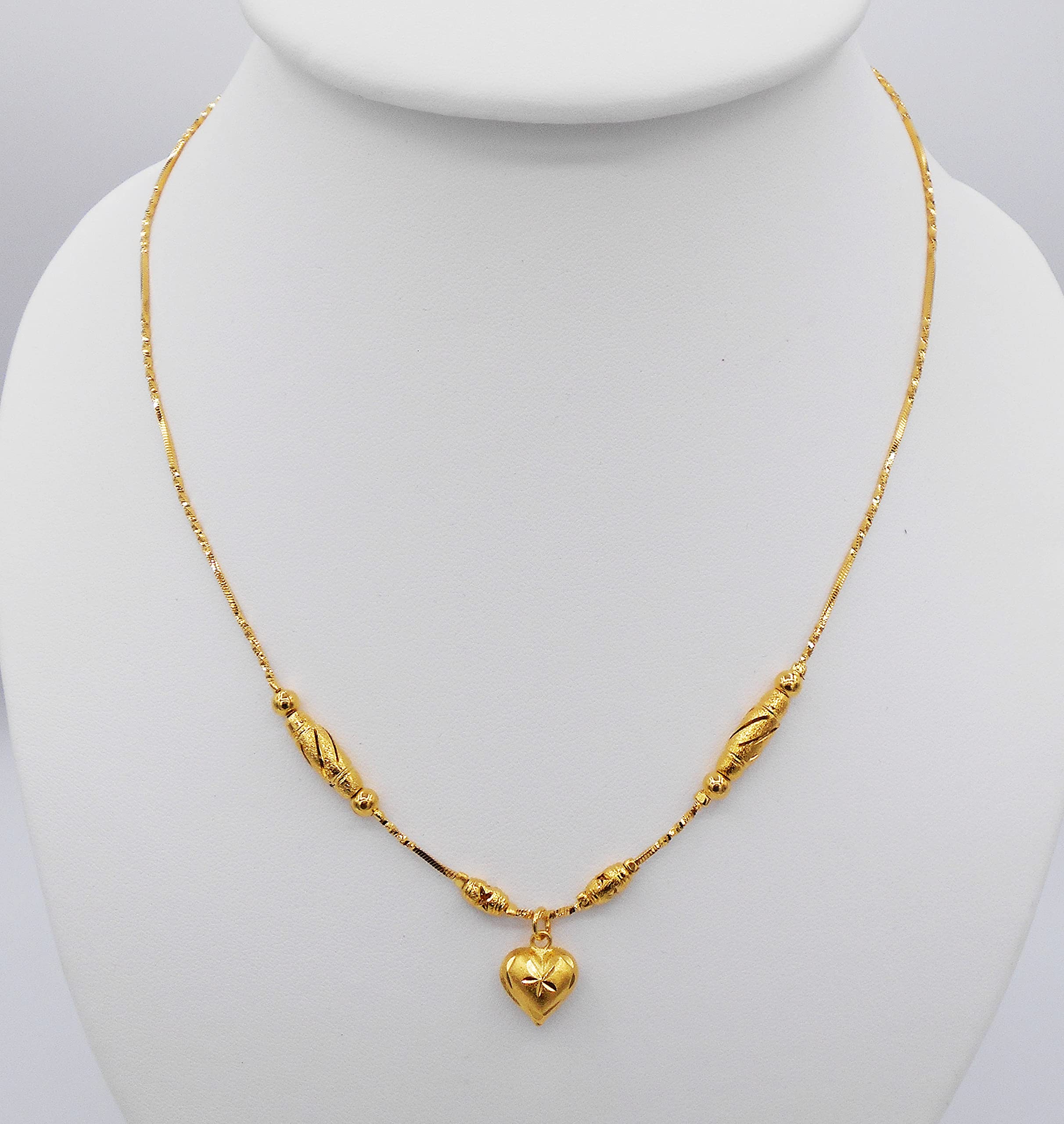 Beaded Thai Baht Yellow Gold Plated Filled Necklace Jewelry for women 18 inch