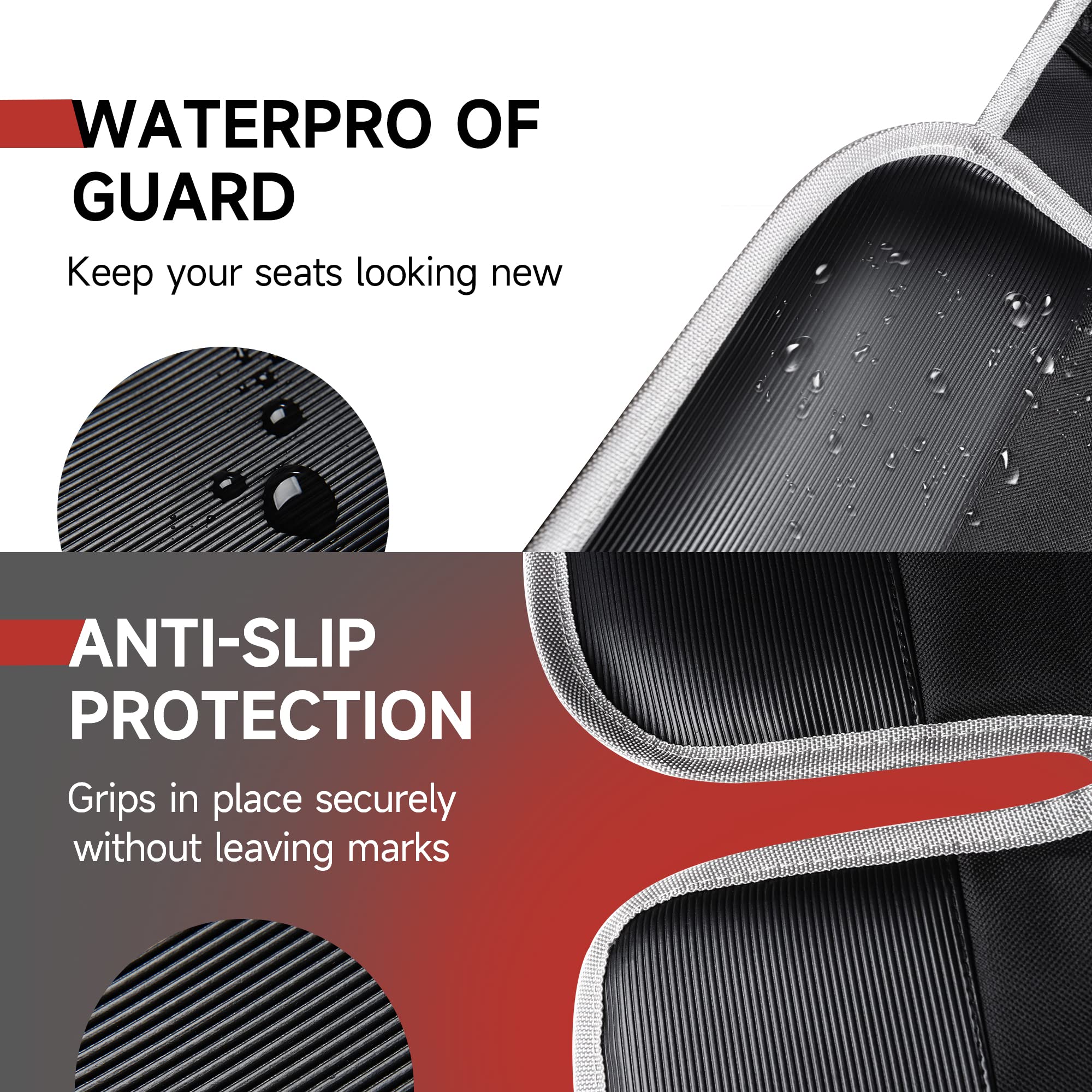 Car Seat Protector for Child Car Seat, Non-Slip Waterproof Car Seat Protector for Leather Seats with Thick Padding and Mesh Storage Pockets, Baby Seat Protectors Under Carseat