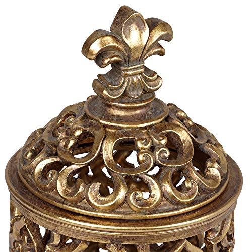 Kensington Hill Sherise Fleur-de-Lis 12 1/2" High Antique Gold Jar