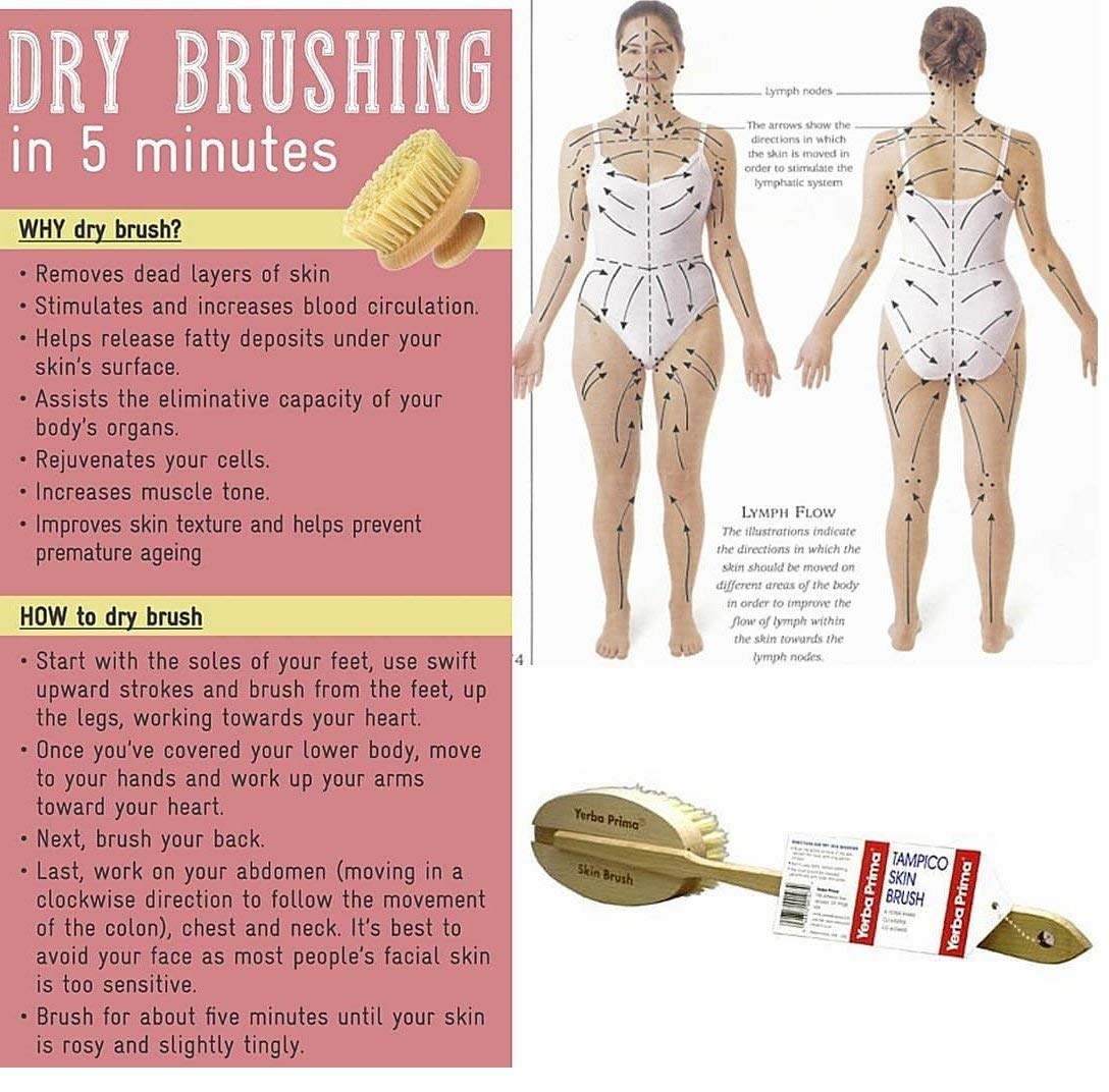 Yerba Prima Tampico Skin Brush (Pack of 2) - Natural Vegetable Fiber Bristles for Dry Skin Brushing