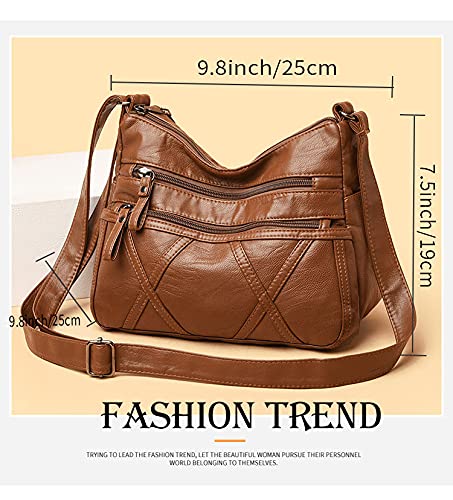 SENYUNI Ladies Handbags Soft PU Leather Crossbody Bags for Women Multi Pocket Waterproof