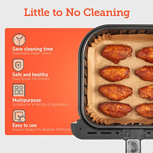 COSORI Air Fryer 4 Qt, 7 Cooking Functions Airfryer, Truffle Gray & Air Fryer Liners, 100 PCS Square Disposable Paper Liners