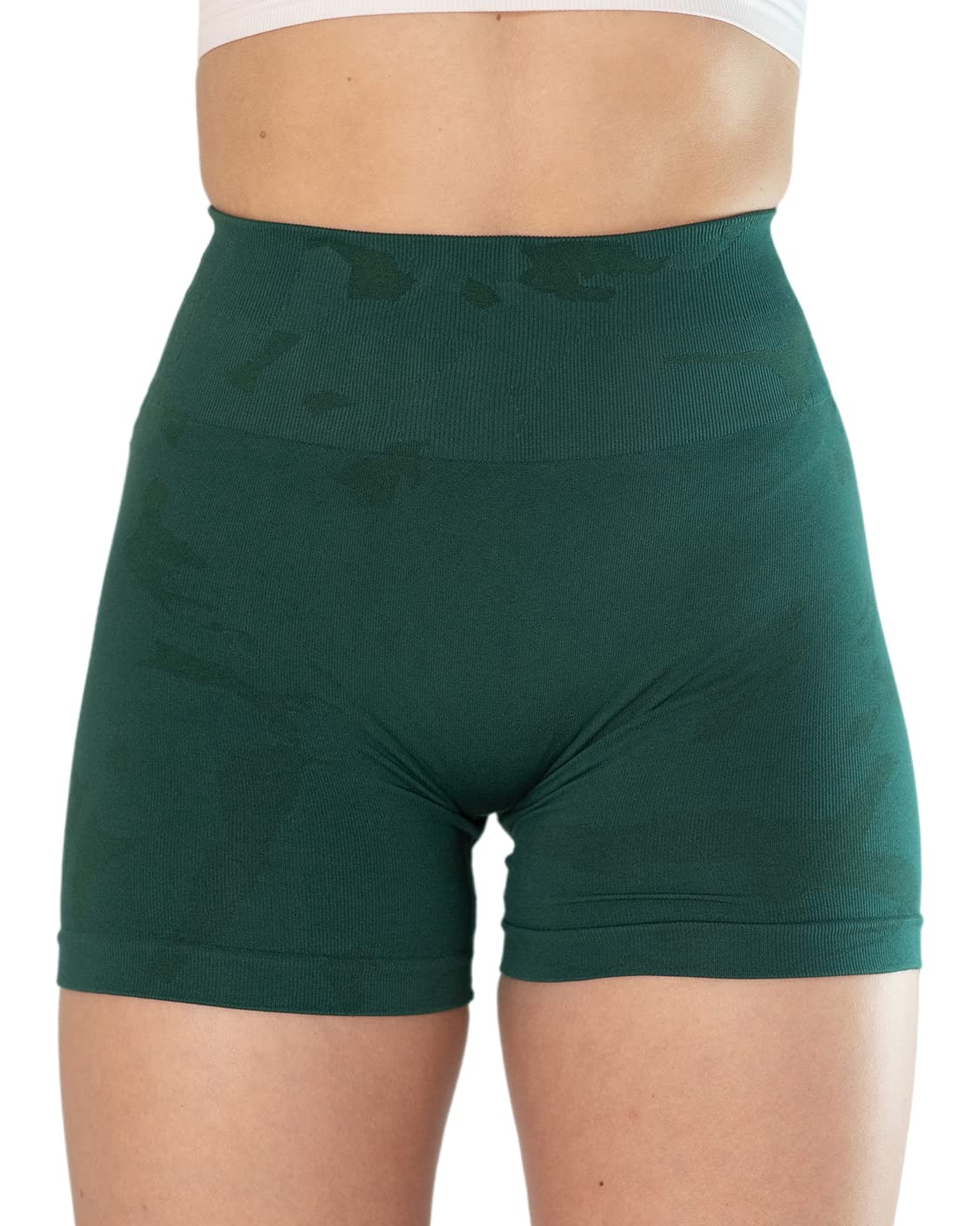 AUROLA CAMO Collection Workout Shorts for Women Subtle Logo Seamless Scrunch Gym Yoga Running Active Short,Camo-alpine Green,M