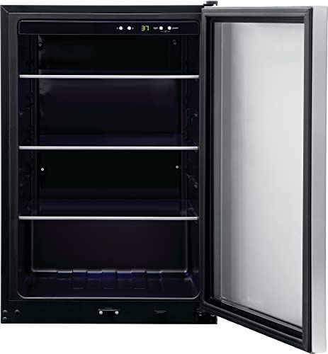 Frigidaire FRYB4623AS Beverage Center holds up to 138 12 oz. cans, Contemporary Handle Design, Electronic Temperature Control with LED Digital Display, Reversible Door Swing Option, in Silver