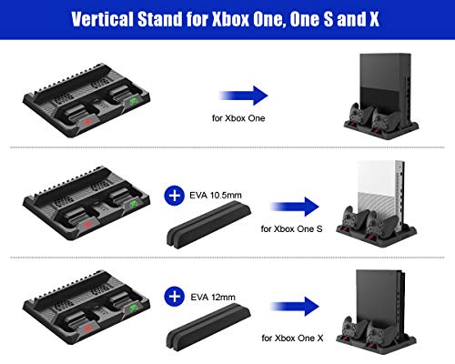 ElecGear Xbox One Vertical Charging Stand with Cooling Fan, 2X 1200mAh Rechargeable Battery Pack for Controller, Games Storage Bracket, Dual Charger Dock for Xbox One, One S, One X and Elite