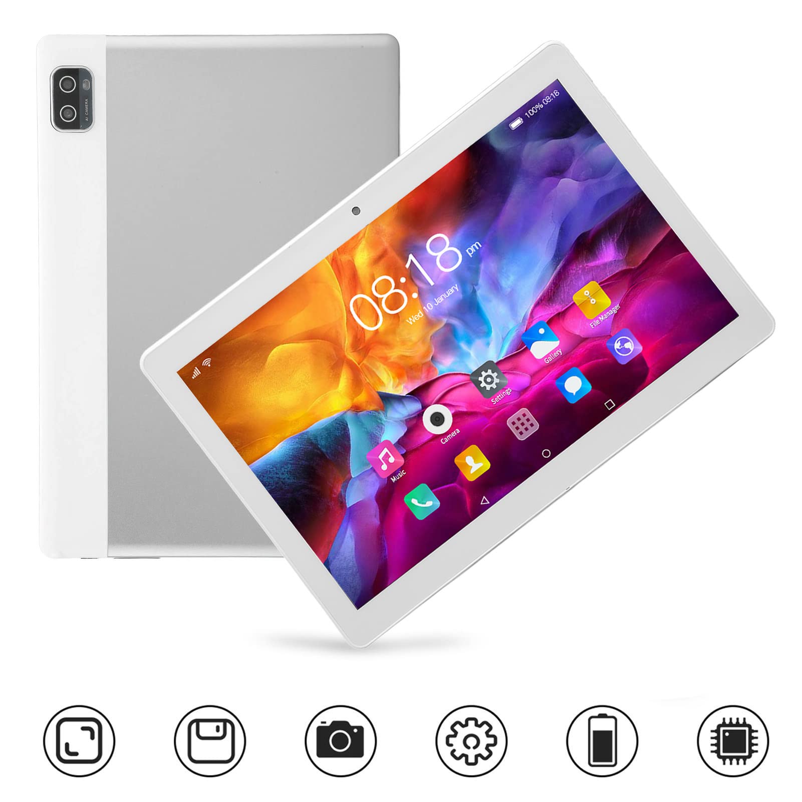 CHICIRIS Tablet 5G Silver 100240V Tablet 10.1 Inch Resolution 1960x1080 MT6592 10 Cores for Research (US Plug 110V Light Source)